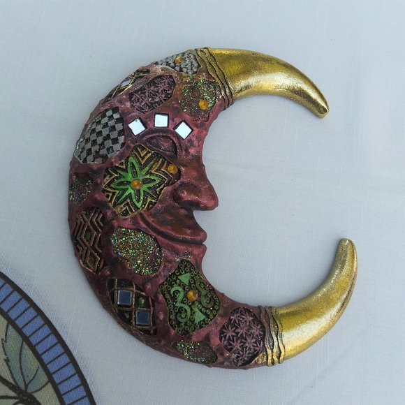 Wall Decor | Mosaic Crescent Moon Wall Plaque 775 Living Room Decor Red ...